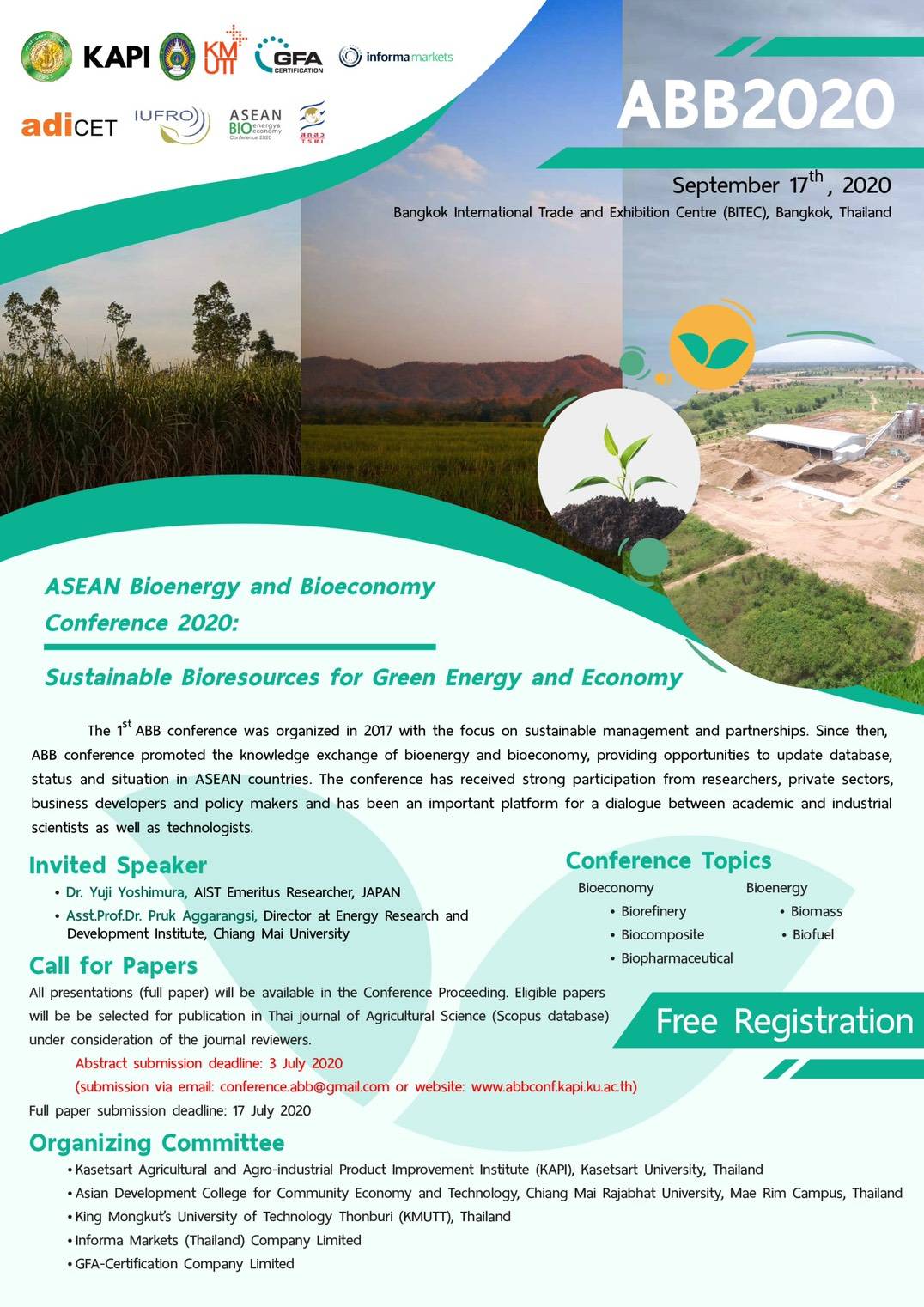 การประชุมวิชาการนานาชาติ ASEAN Bioenergy and Bioeconomy Conference 2020 ...